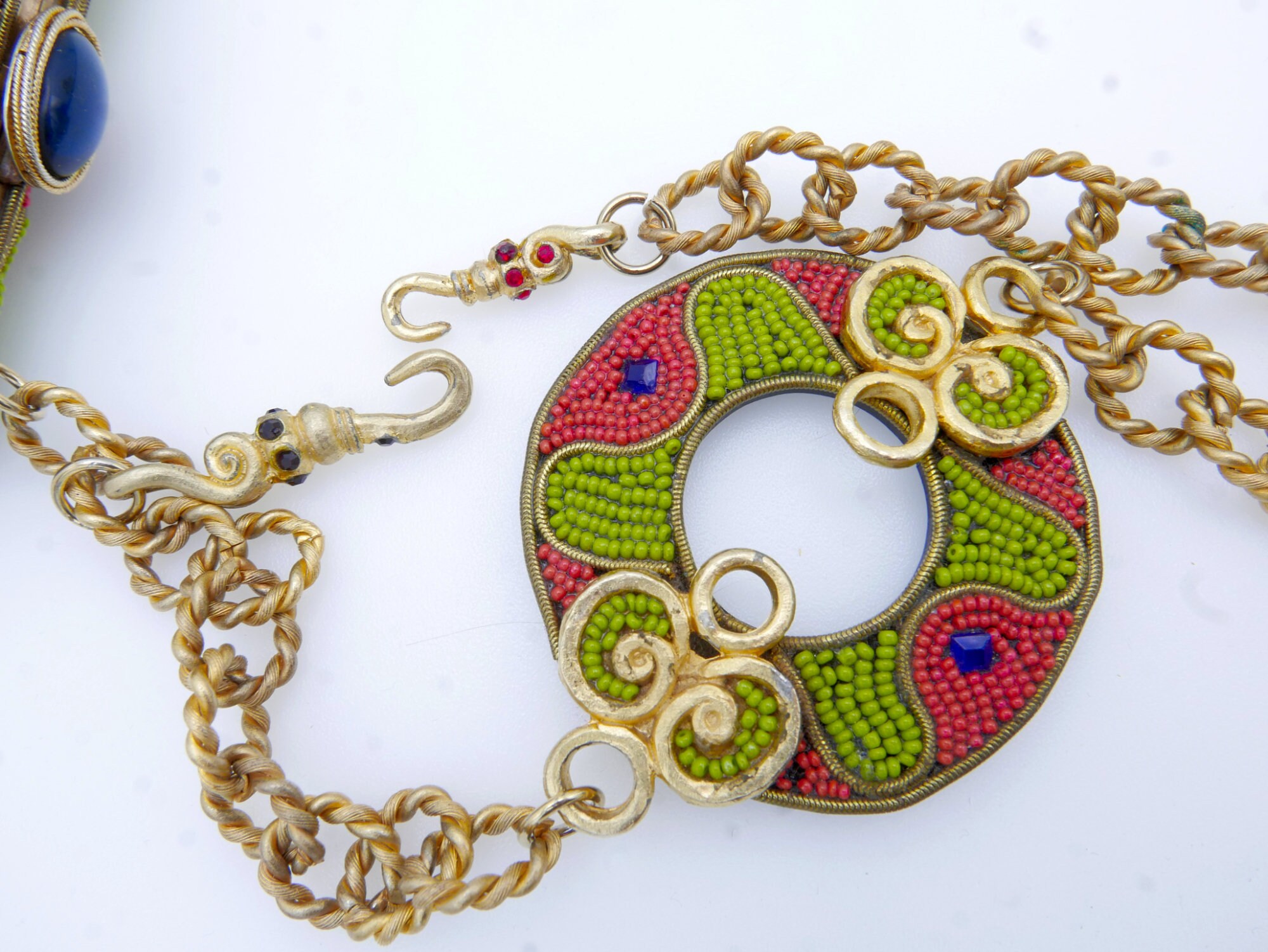 Unusual Vintage 90s Gold Chain Belt Coin Purse Beaded Artist | Etsy