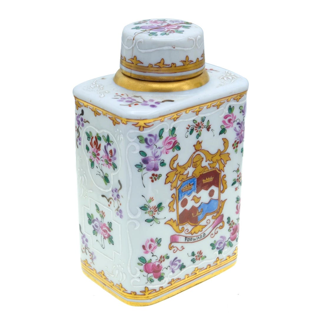 Antique Porcelain Export Sampson 19thc Tea Caddy Heraldic - Etsy