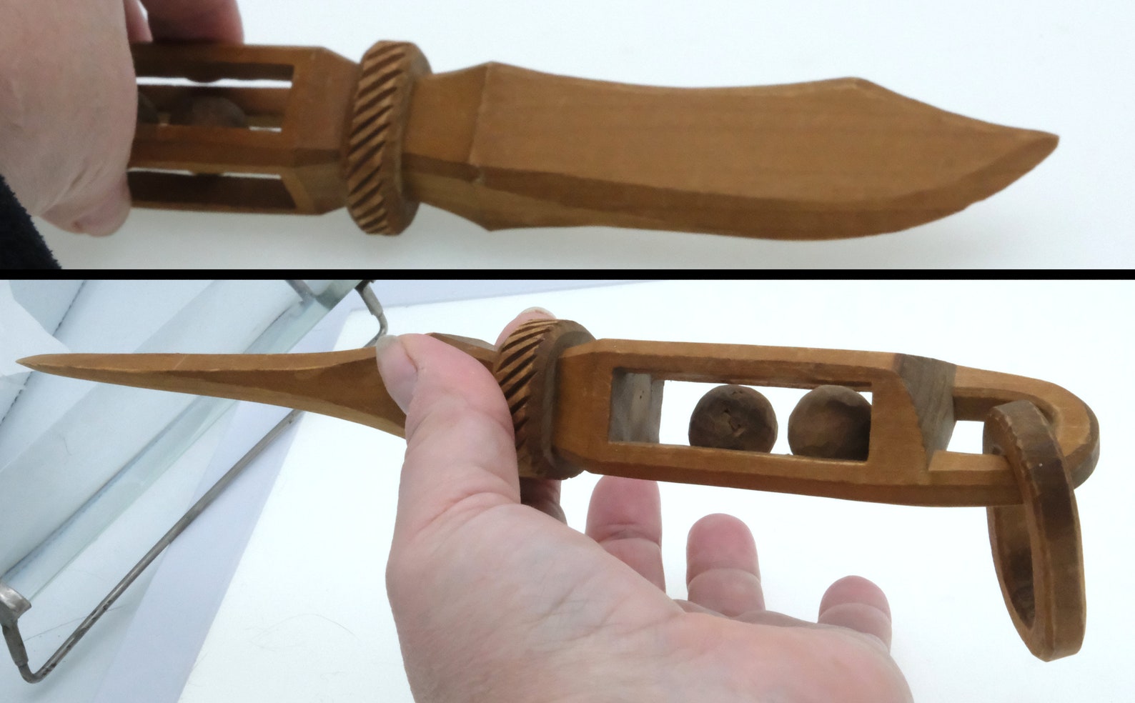 Antique Carved Wooden Folk Art Camp Knife and Chain - Etsy