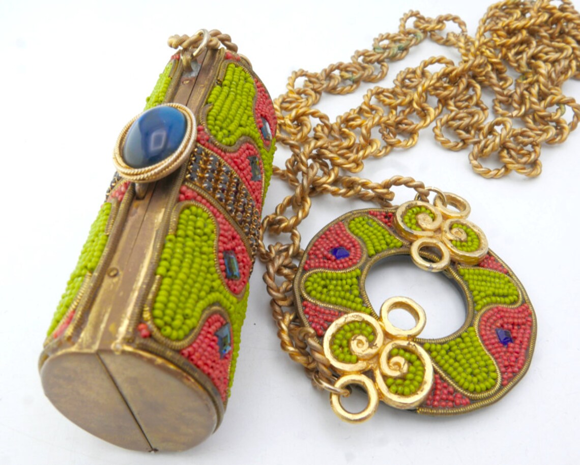 Unusual Vintage 90s Gold Chain Belt Coin Purse Beaded Artist | Etsy