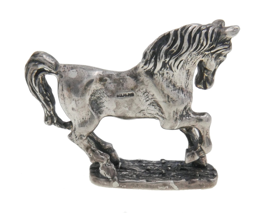 Vintage Sterling Silver Jumping Equestrian Horse Figurine Pendant Fob ...