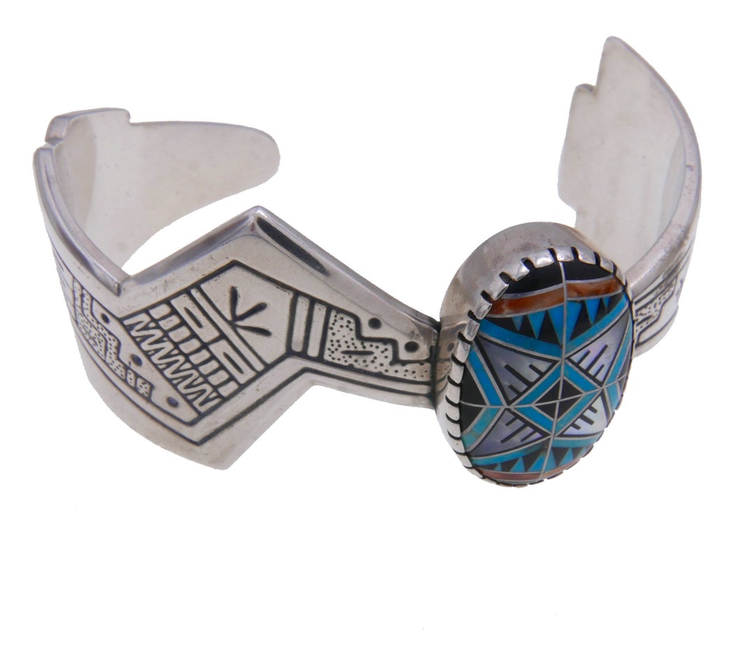 Vintage Abstract Roderick Tenorio Sterling Silver Pueblo Navajo Cuff ...