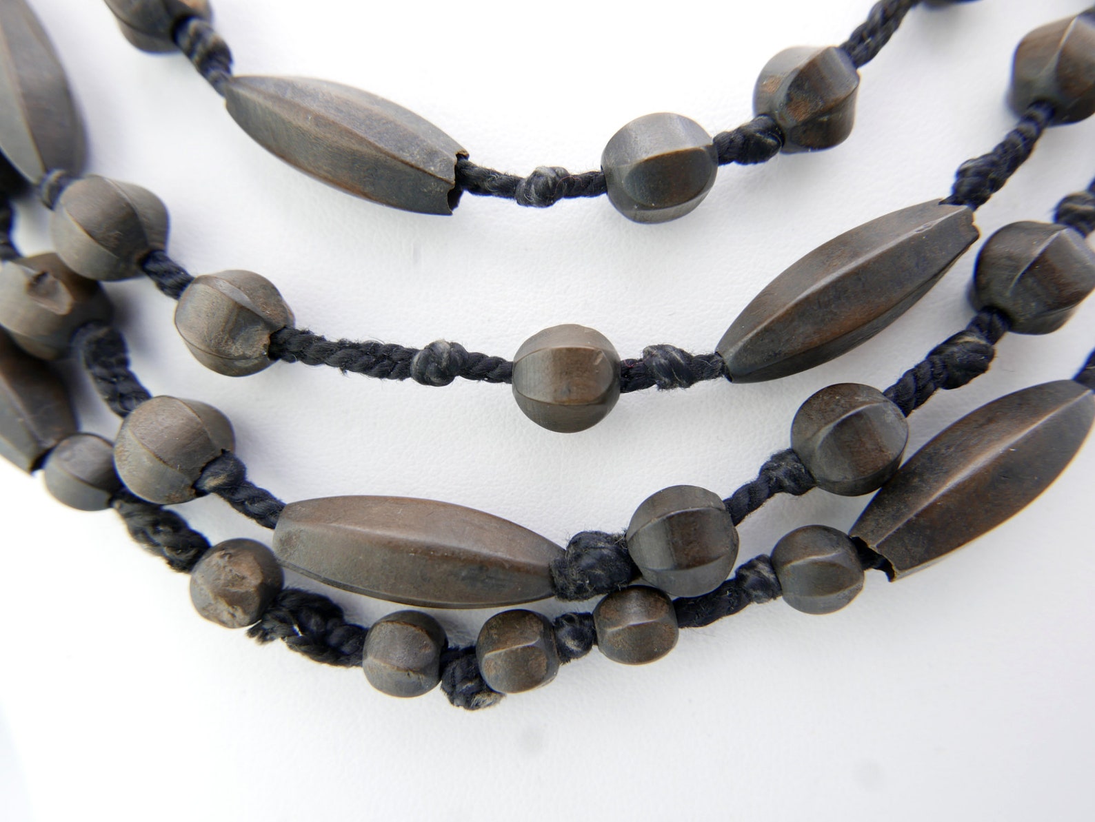 LONG Antique Victorian Vulcanite Bog Oak Beaded Chain Necklace - Etsy