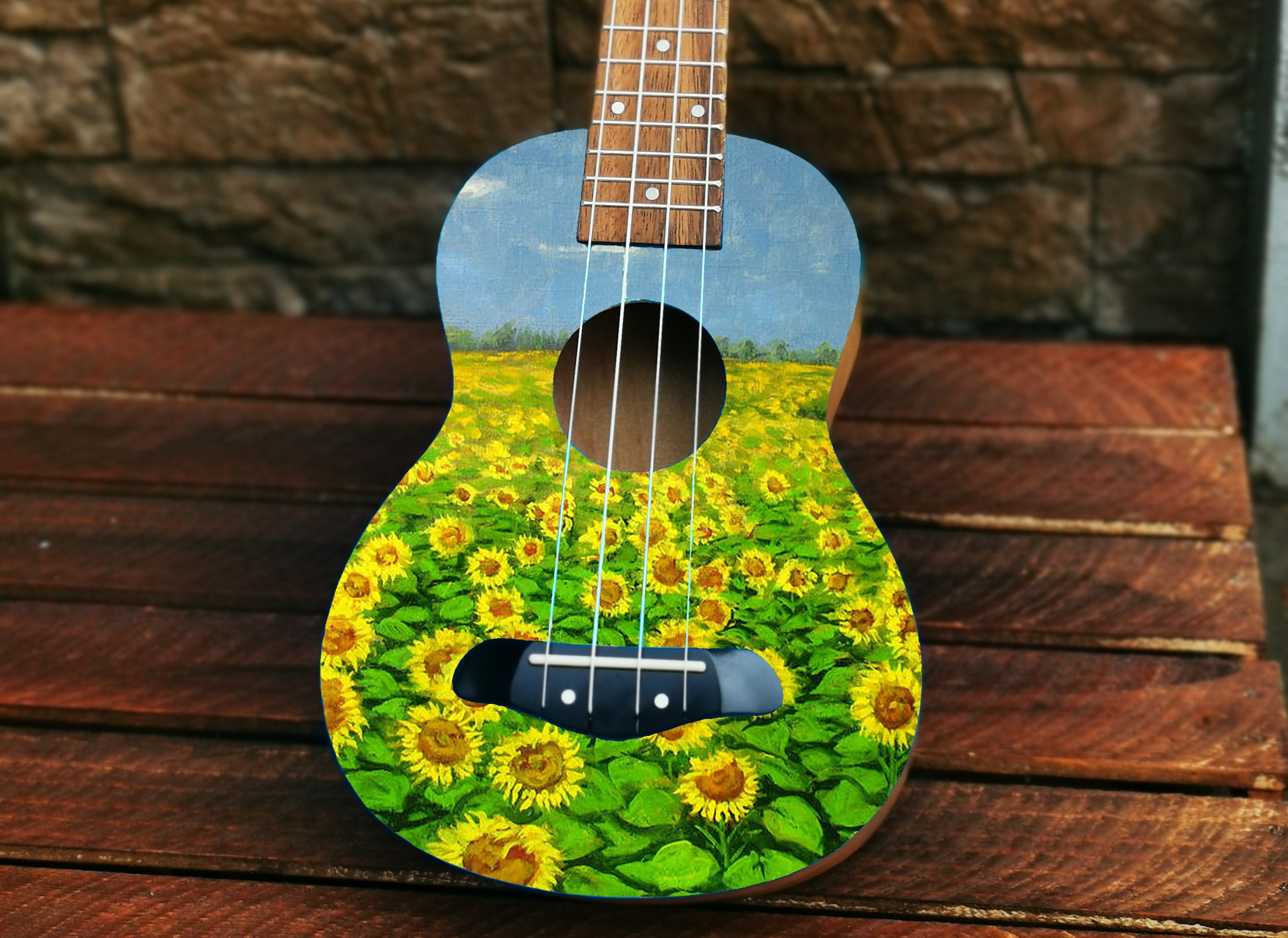 Sunflowers Field - Illustrated Handmade Custom Ukulele - Etsy