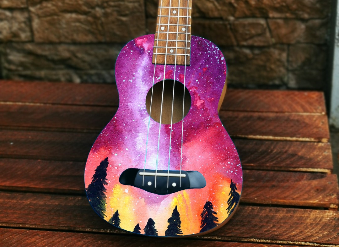 Forest Under the Starry Night - Illustrated Handmade Custom Ukulele - Etsy