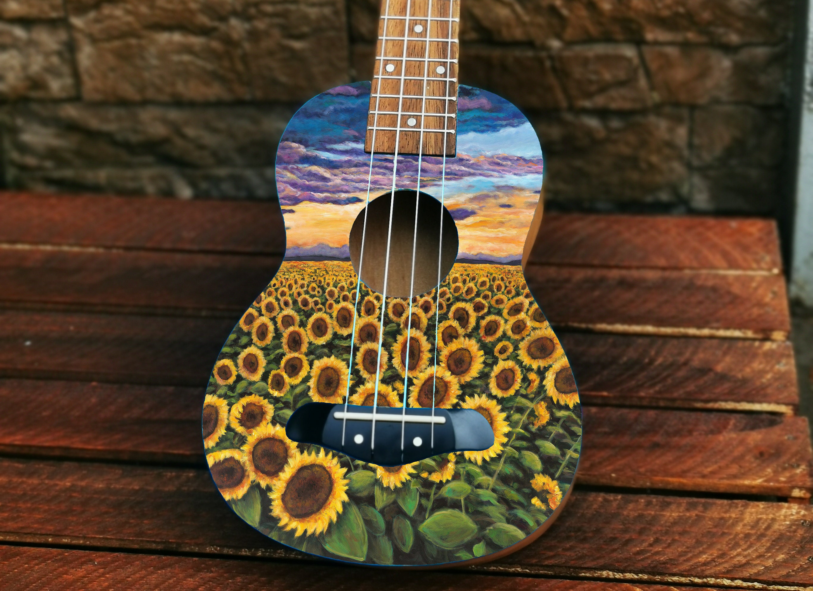 Sunflowers Field Illustrated Handmade Custom Ukulele - Etsy