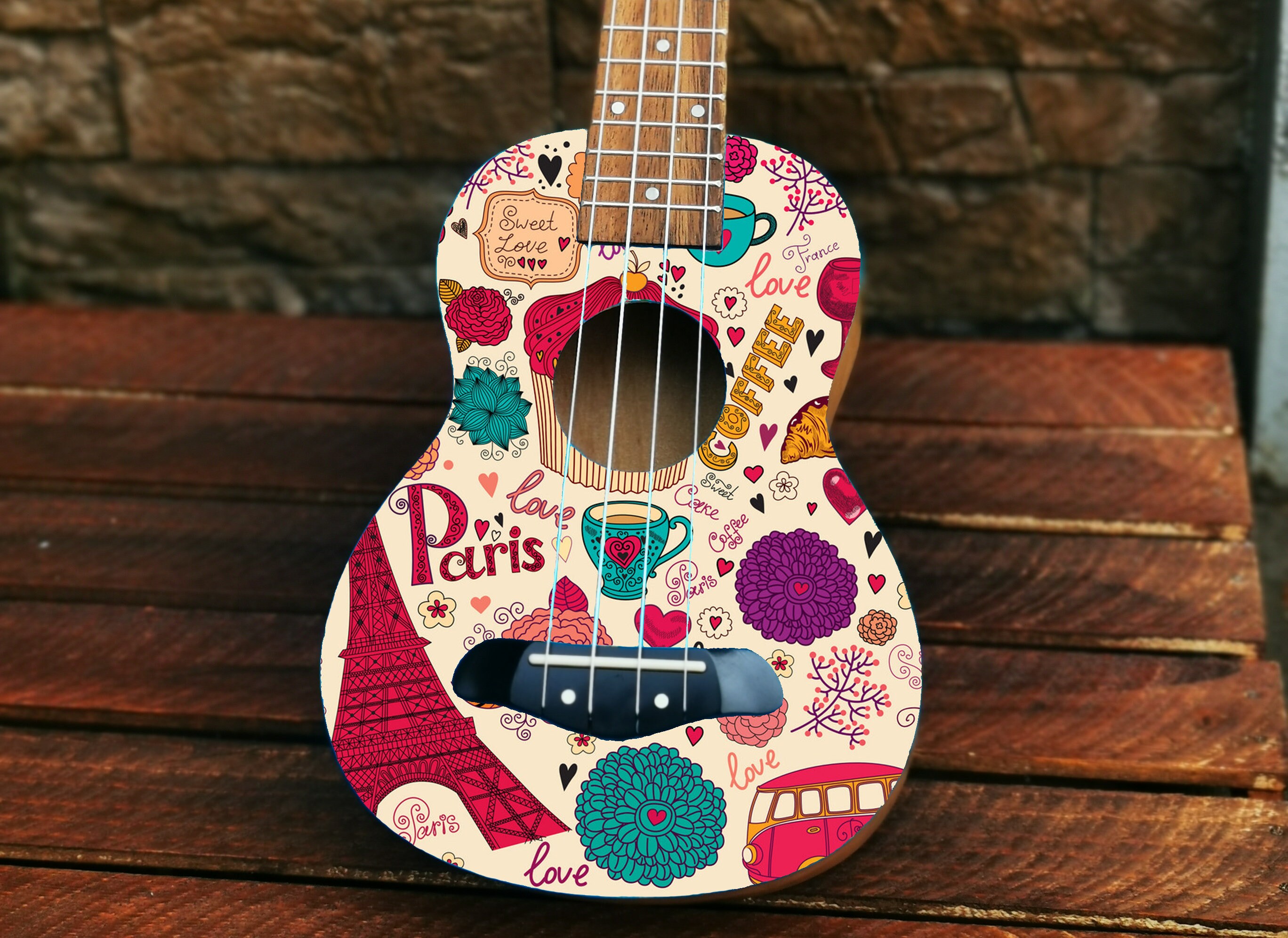 Paris, France Illustrated Handmade Custom Ukulele - Etsy