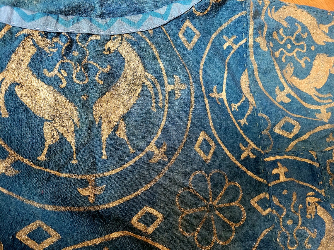 Dress Printed Fabric Bourette Silk Blockprinting Byzantine - Etsy