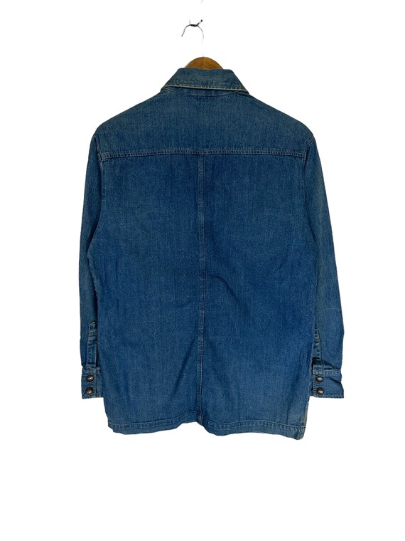 vintage 90s bison denim jacket chore rare design amer… - Gem