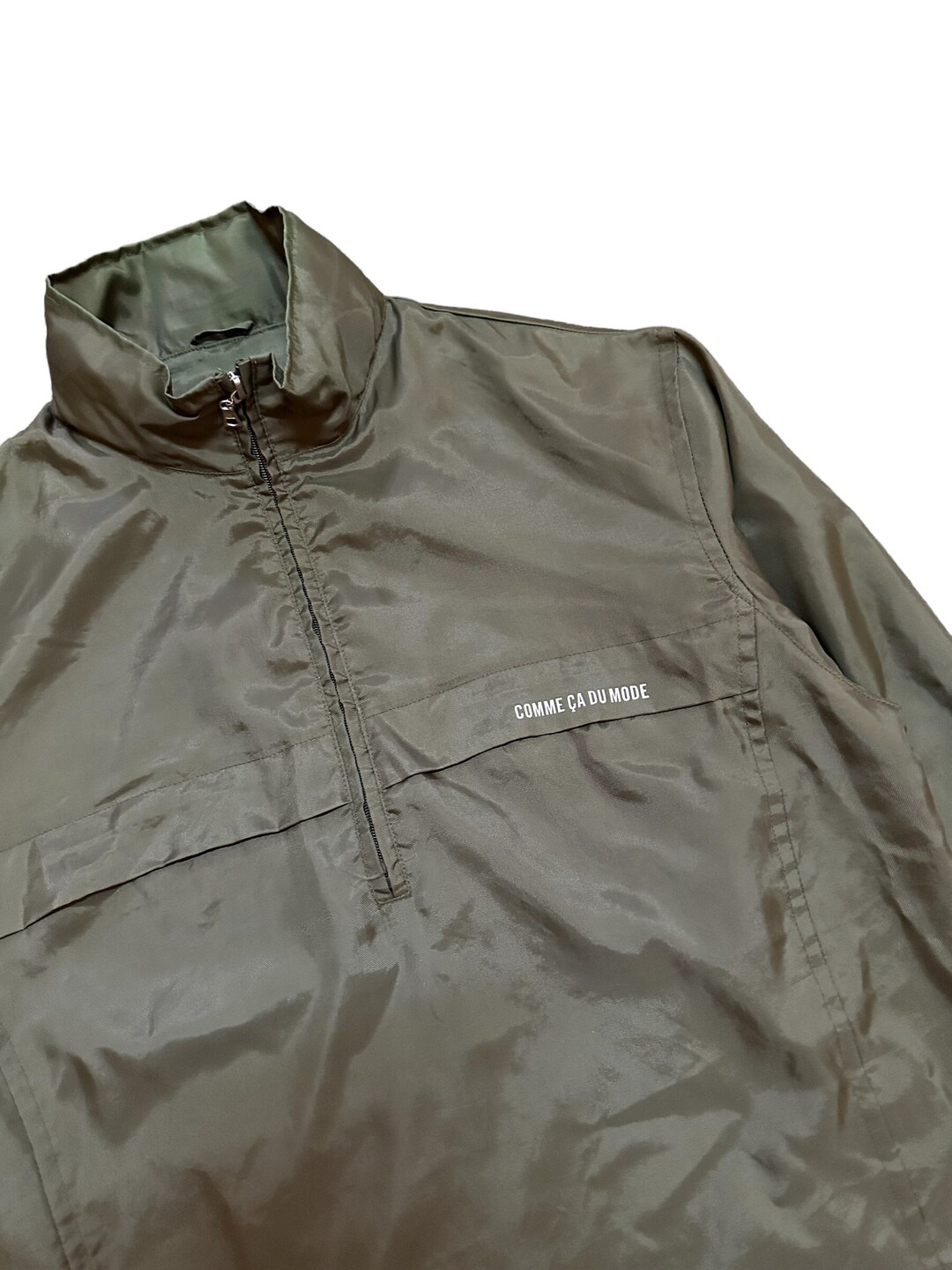 Vintage Comme Ca Ism Light Jacket Half Zip Green Army Small Logo Comme ...