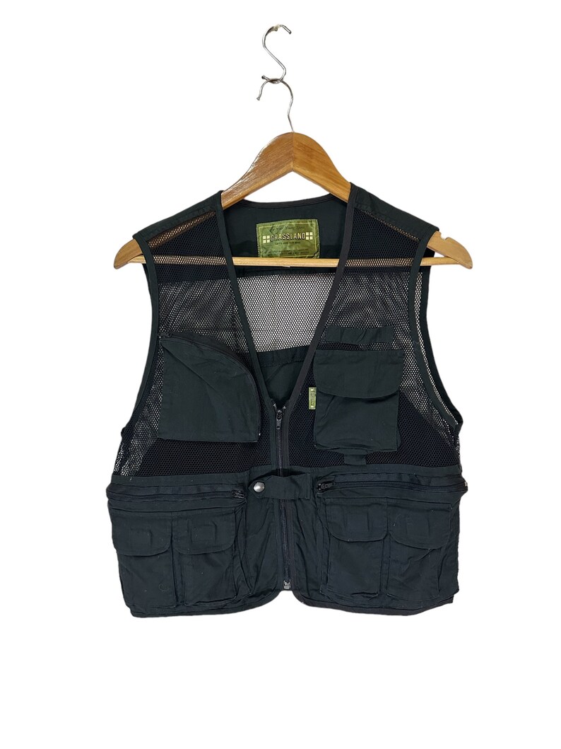 Vintage 90s Tactical Vests Multipocket Black Vests Outwear Grassland ...