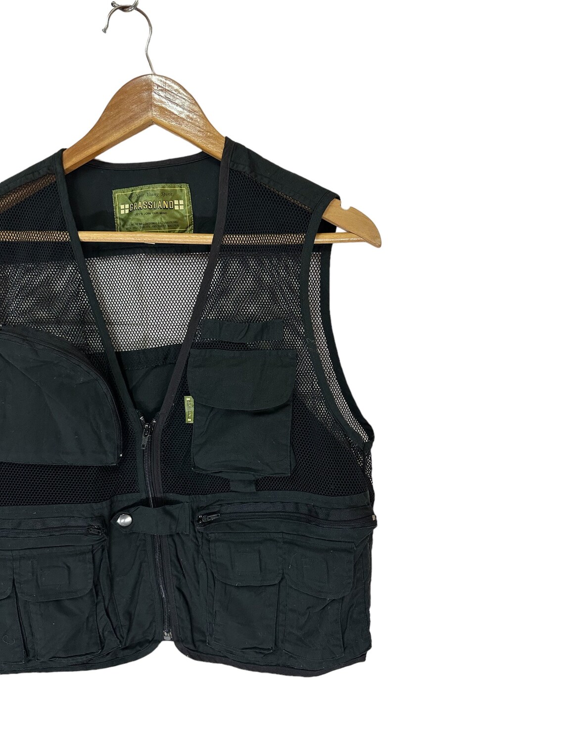 Vintage 90s Tactical Vests Multipocket Black Vests Outwear Grassland ...