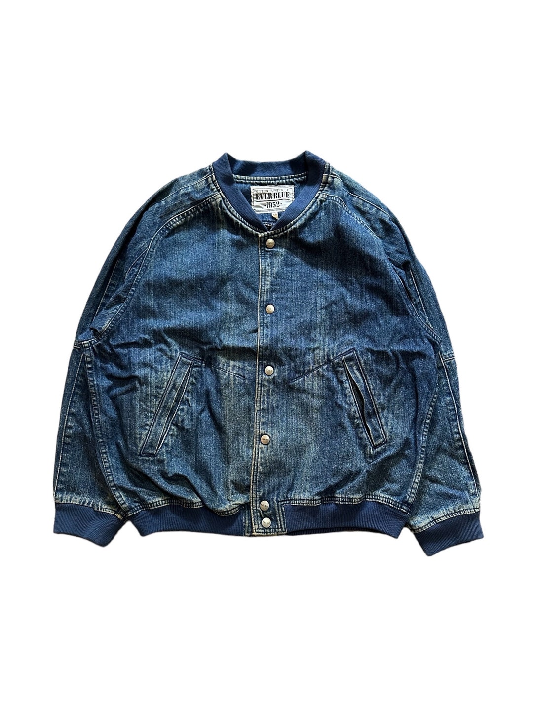 Vintage Genuine Ever Blue Denim Jacket Snap Button Scovill Rare Japan ...