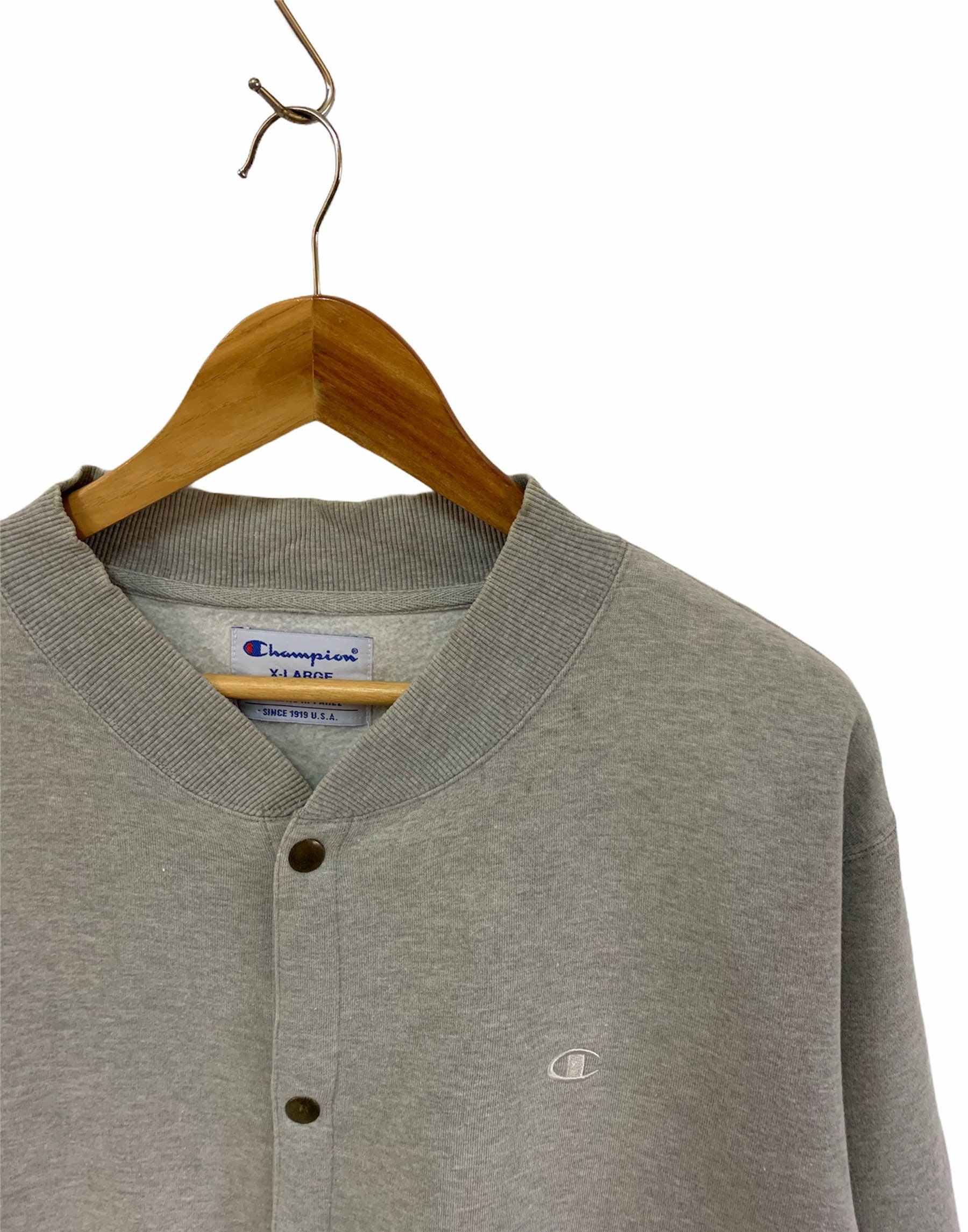 Vintage Champion Sweater Full Button Ups Small Logo Jumper Pullover ...