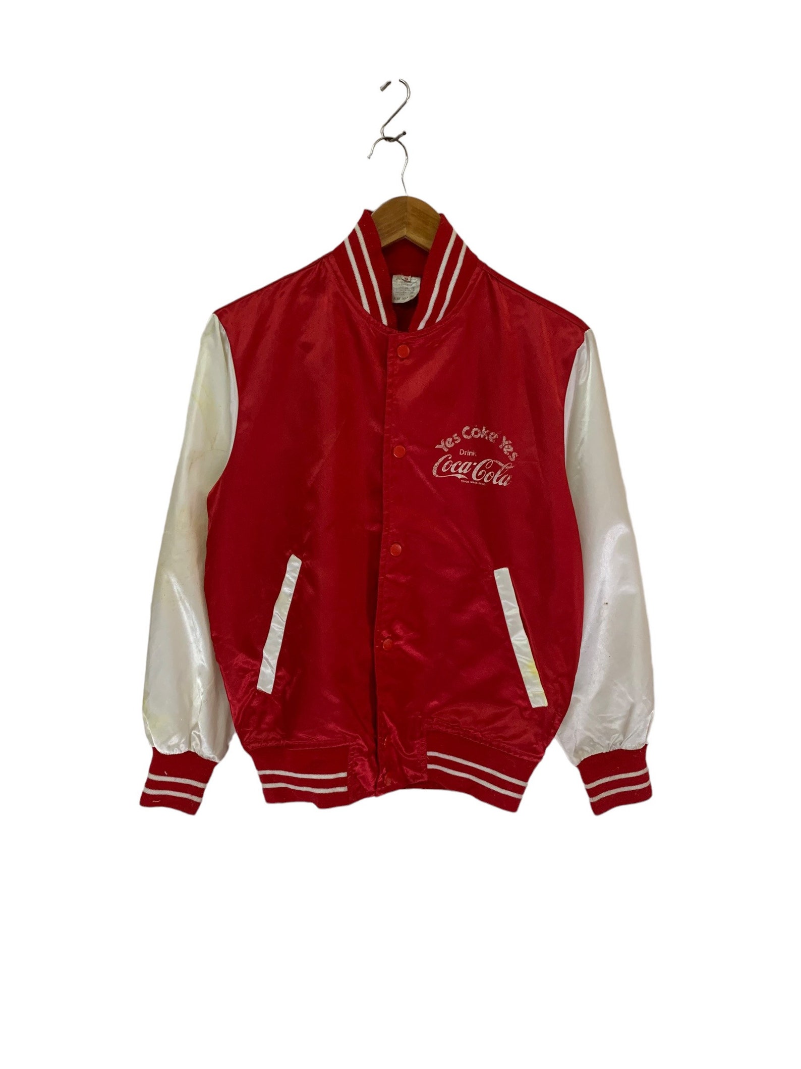Vintage Coca Cola Satin Bomber Jacket Retro Jacket Stain Sleeves - Etsy