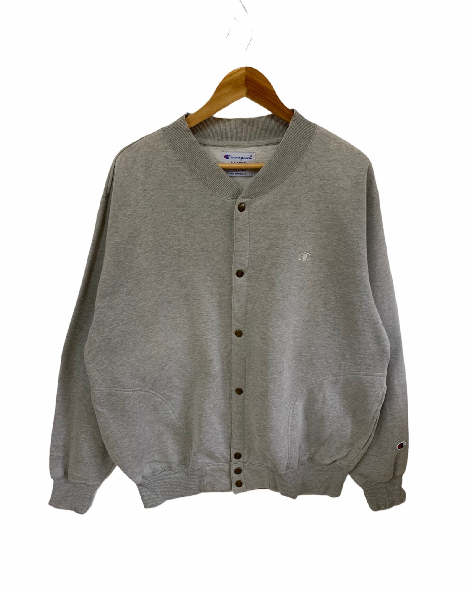 Vintage Champion Sweater Full Button Ups Small Logo Jumper Pullover ...