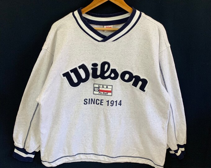 Vintage 90s Wilson Pro Staff Sweatshirt Jumper Pullover Big Logo Medium ...