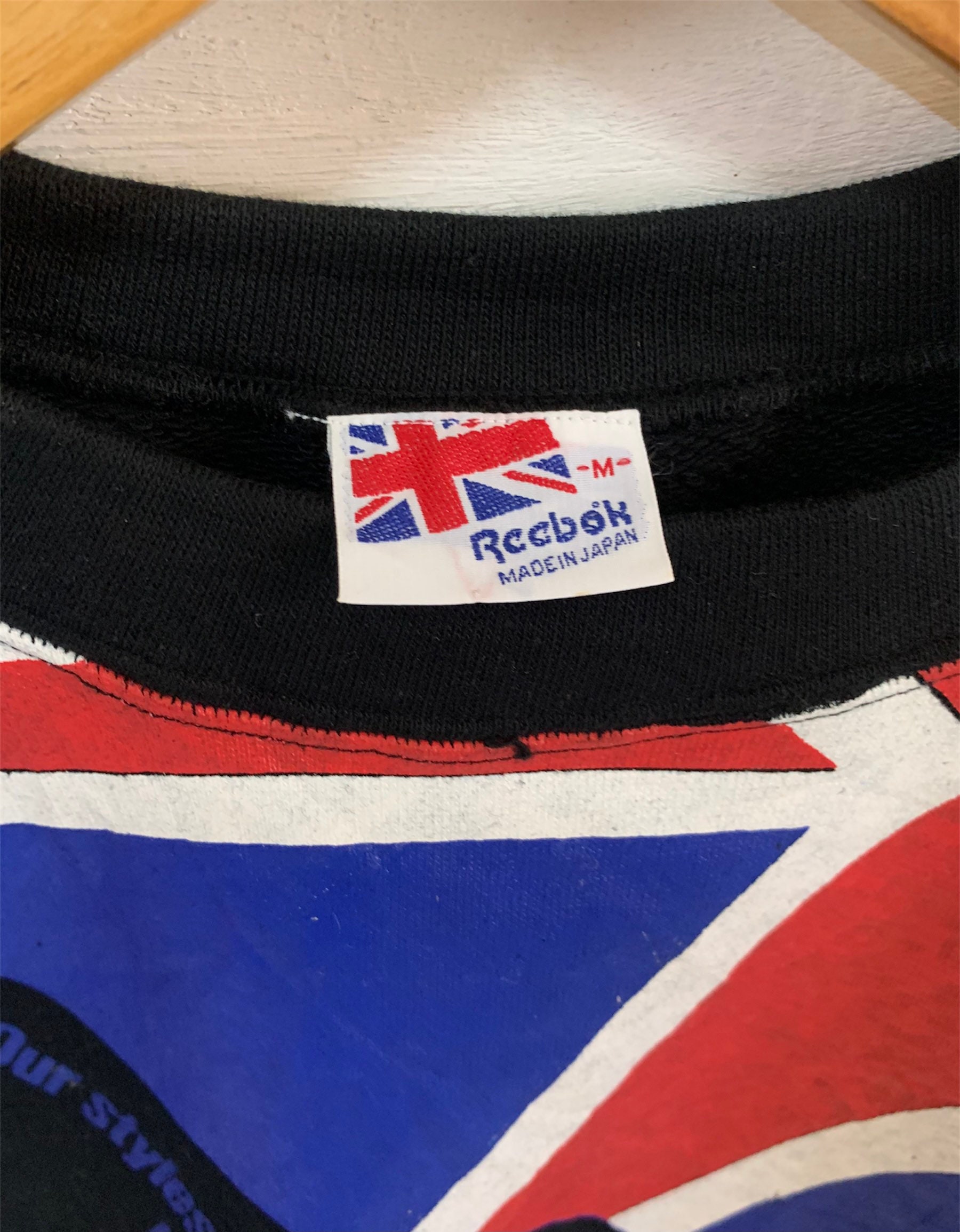 Vintage 90s Reebok Sweatshirt England Flag Country Reebok Made in Japan ...