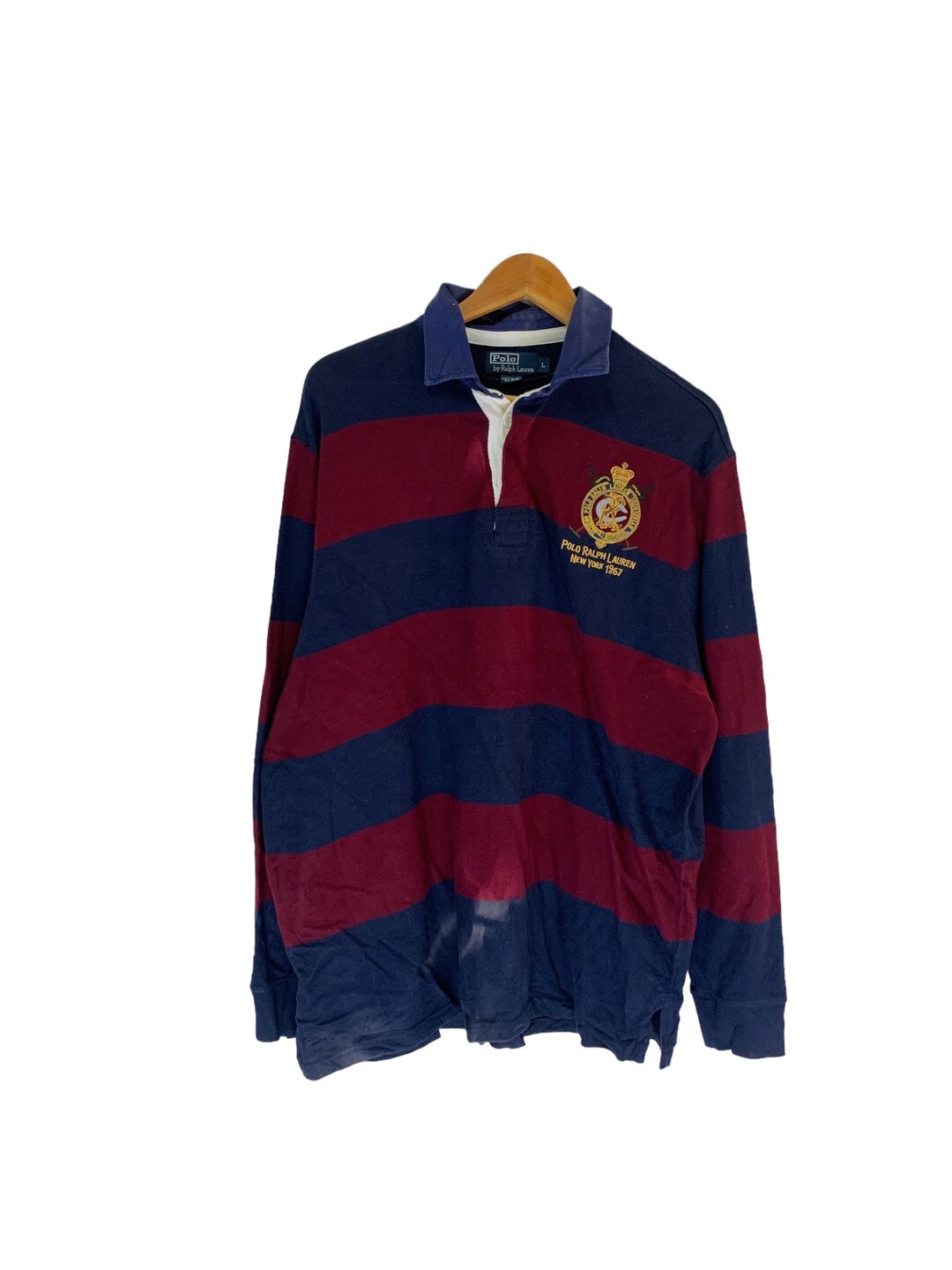 Vintage Polo Ralph Lauren Rugby Sweatshirt Stripes Big Logo Jumper ...