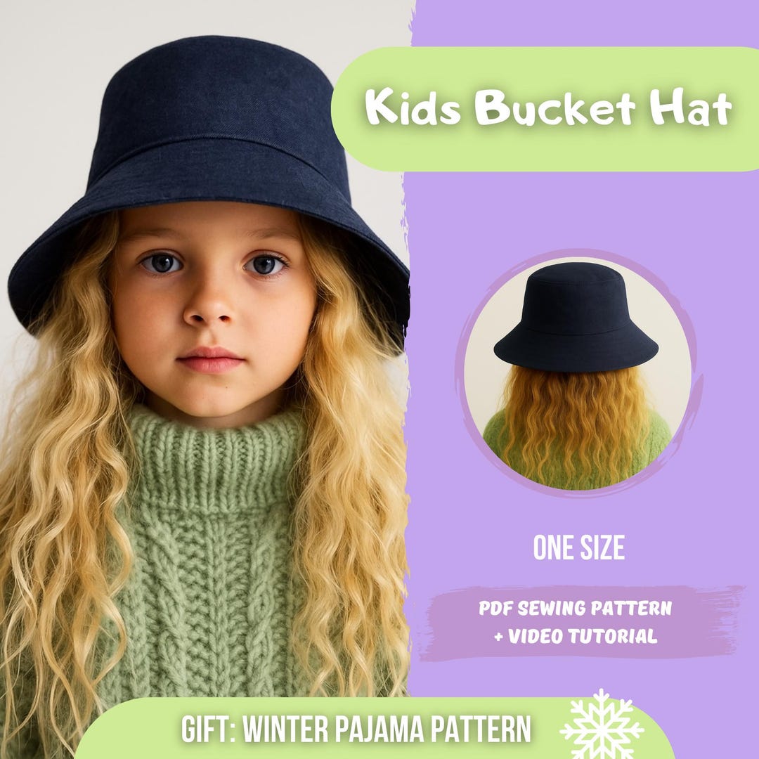 Kids Bucket Hat Sewing Pattern – Wide Brim Sun Hat | Baby, Toddler ...