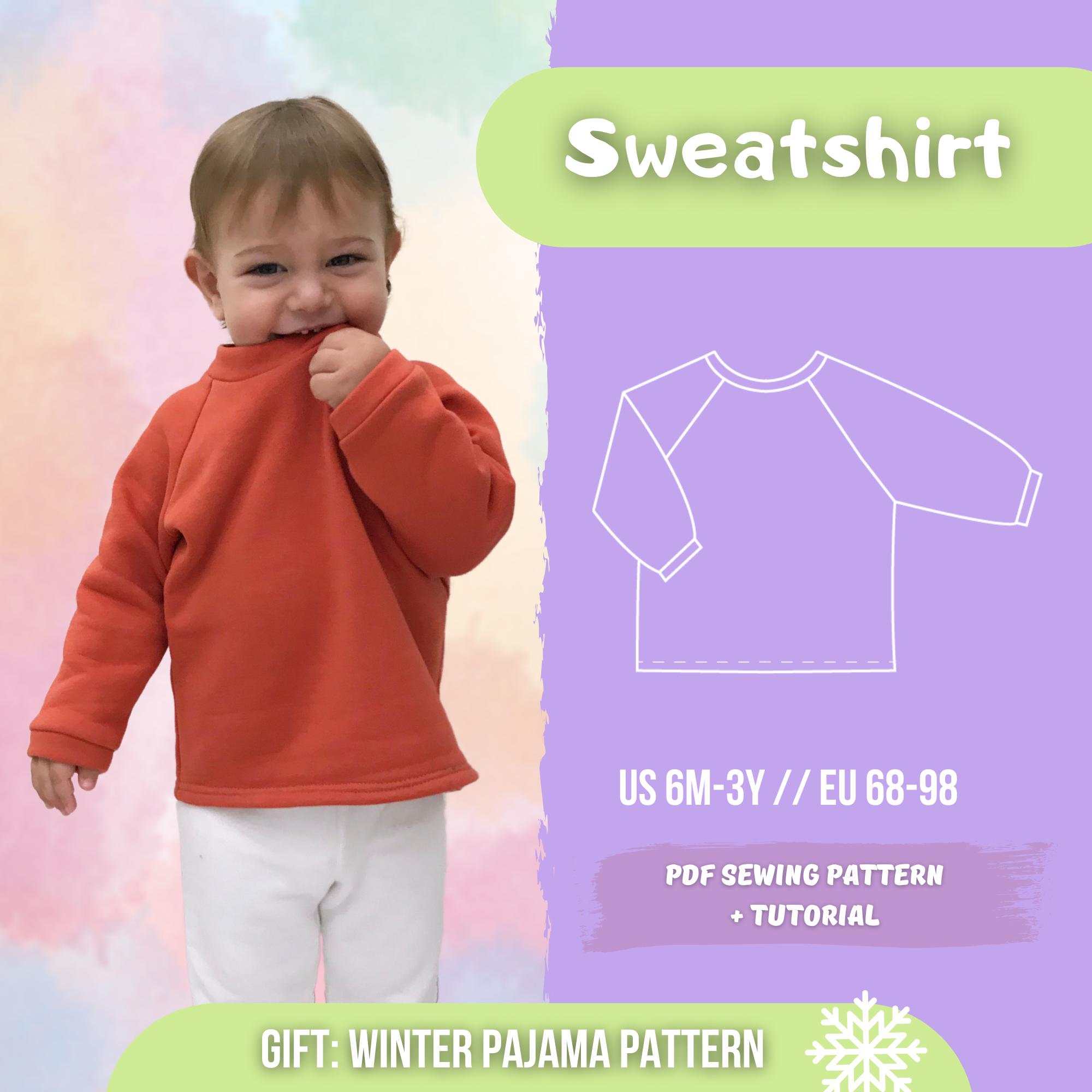 Kids Sweatshirt Sewing Pattern | PDF Sewing Pattern | Baby Sweater ...