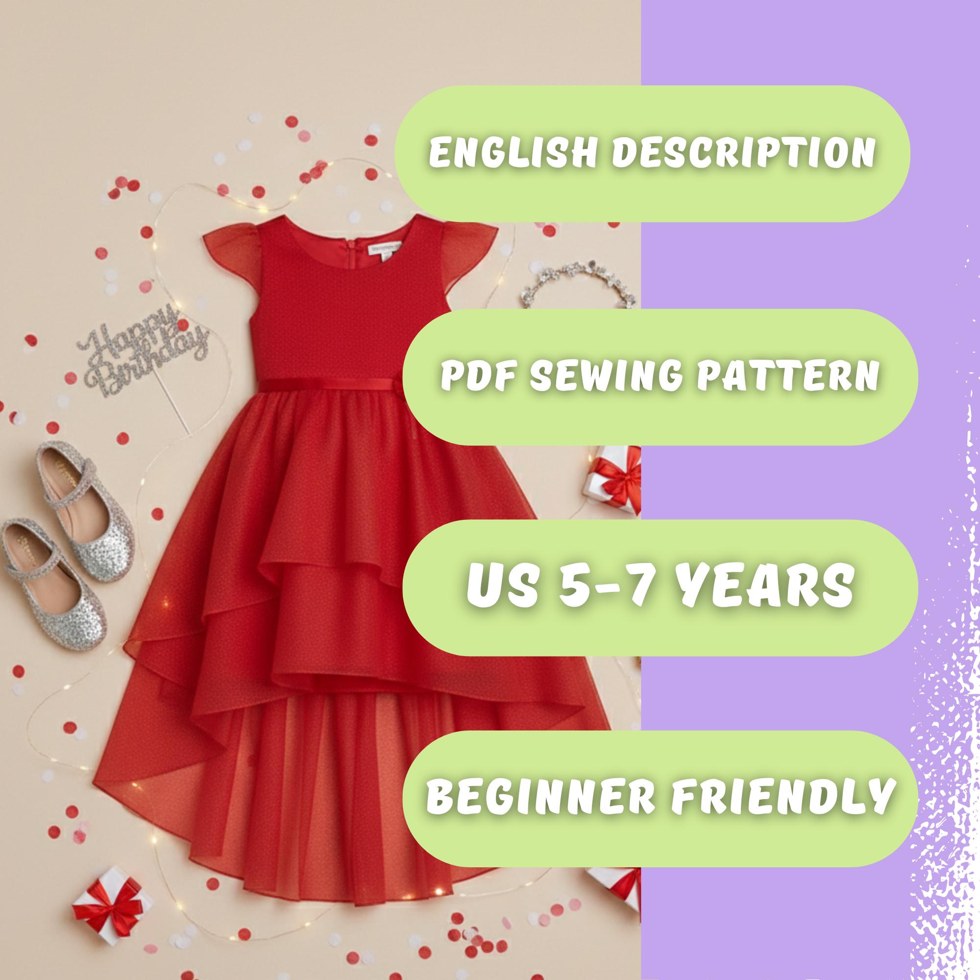 Layered Tulle Dress PDF Sewing Pattern | High Low Skirt Girl Dress ...