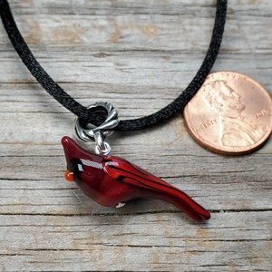 Handmade Lampwork Glass Cardinal Pendant, Silver or Gold, Cord Options ...