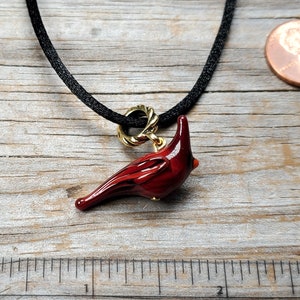 Handmade Lampwork Glass Cardinal Pendant, Silver or Gold, Cord Options ...