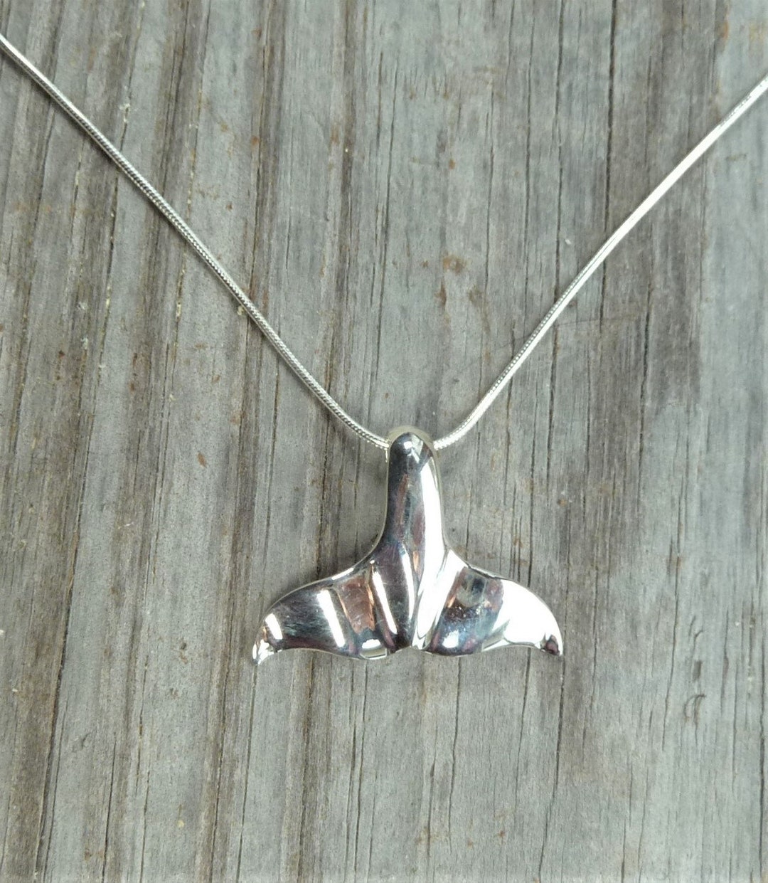 Sterling Silver Whale's Tail Pedant, Sterling Silver Chain Optional - Etsy