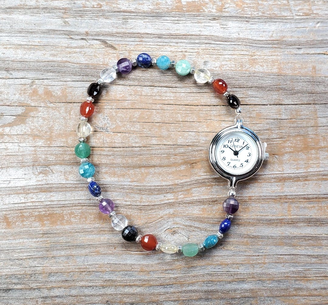 Faceted Multi-gemstone Chakra Watch, Very Durable Stretchy Band - Etsy