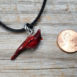 Handmade Lampwork Glass Cardinal Pendant, Silver or Gold, Cord Options ...