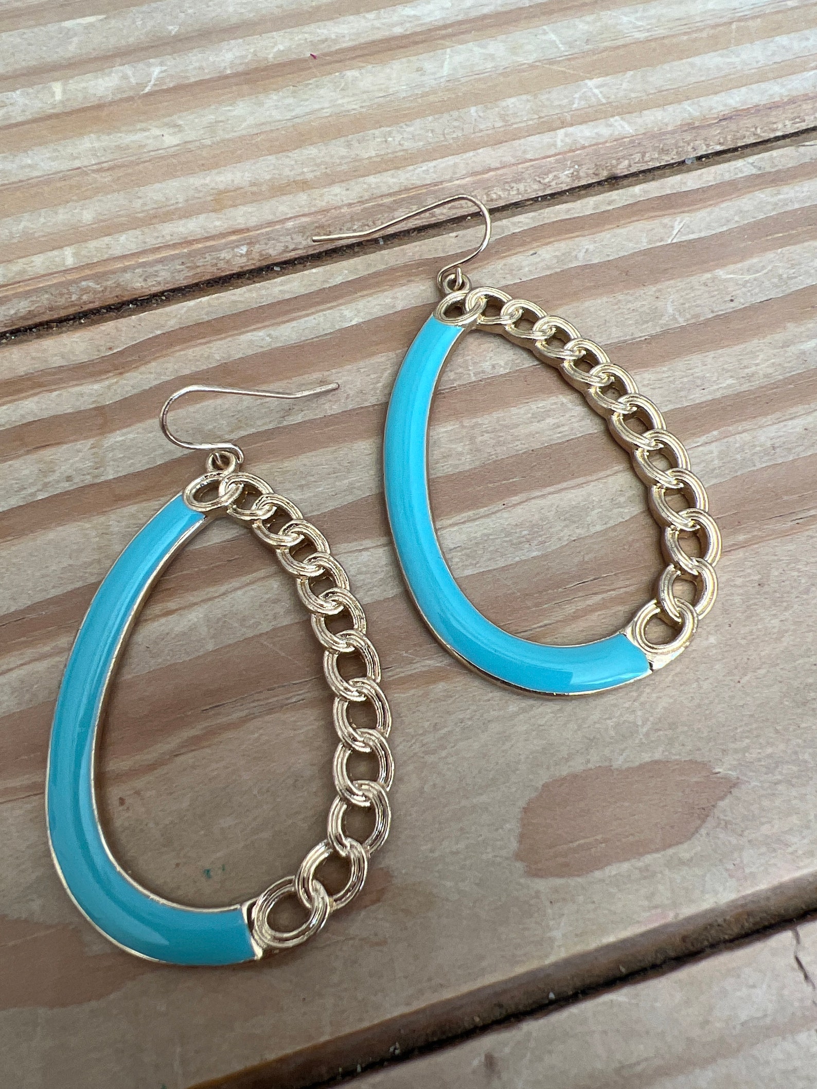 Blue and Gold Hoop Earrings - Etsy