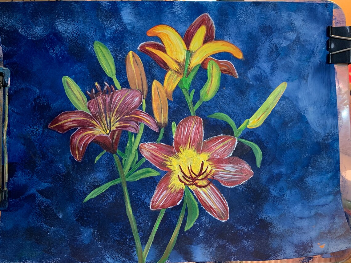 Lilies Artwork Acrylic Painting Acrylic Wall Hanging | Etsy