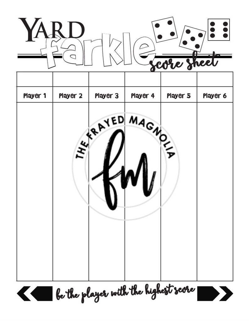 Farkle scorecard - alidiki