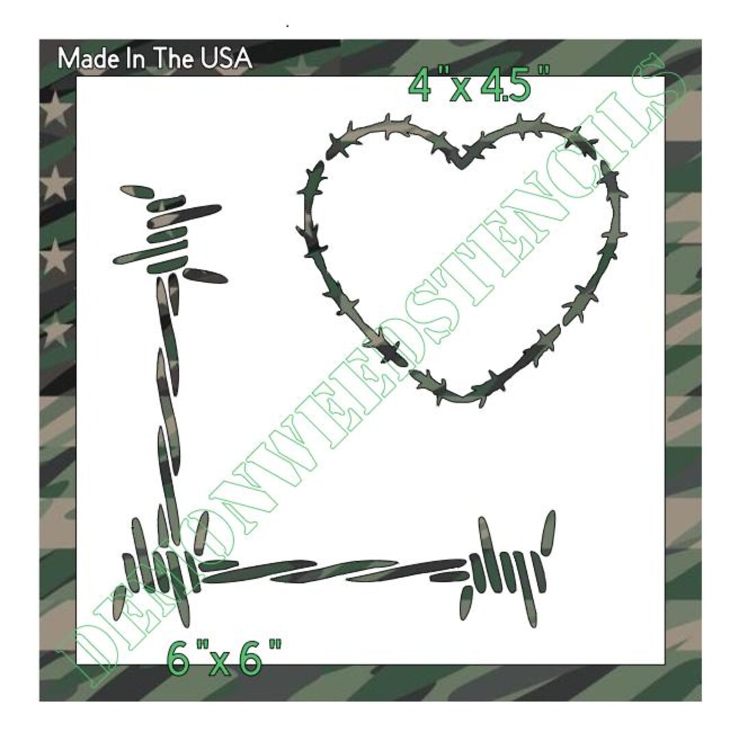 8"x8" Clear Plastic Stencil - Barbed Wire Corner W/heart (6mil-sb8) - Etsy