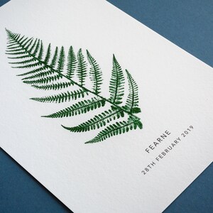 Personalised Fern Print | Fern Leaf Monoprint | Custom Name Print ...