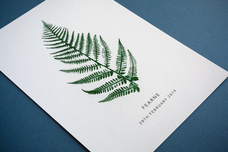 Personalised Fern Print | Fern Leaf Monoprint | Custom Name Print ...