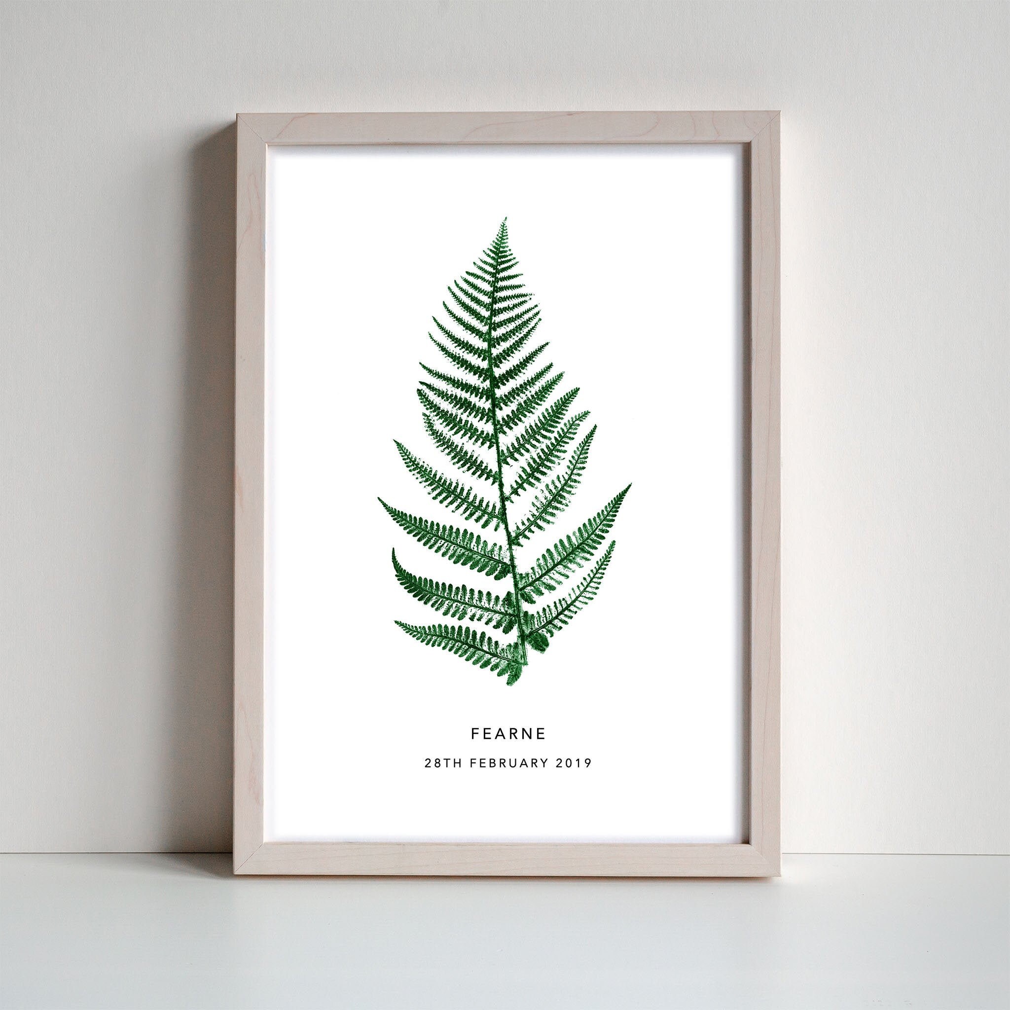 Personalised Fern Print | Fern Leaf Monoprint | Custom Name Print ...