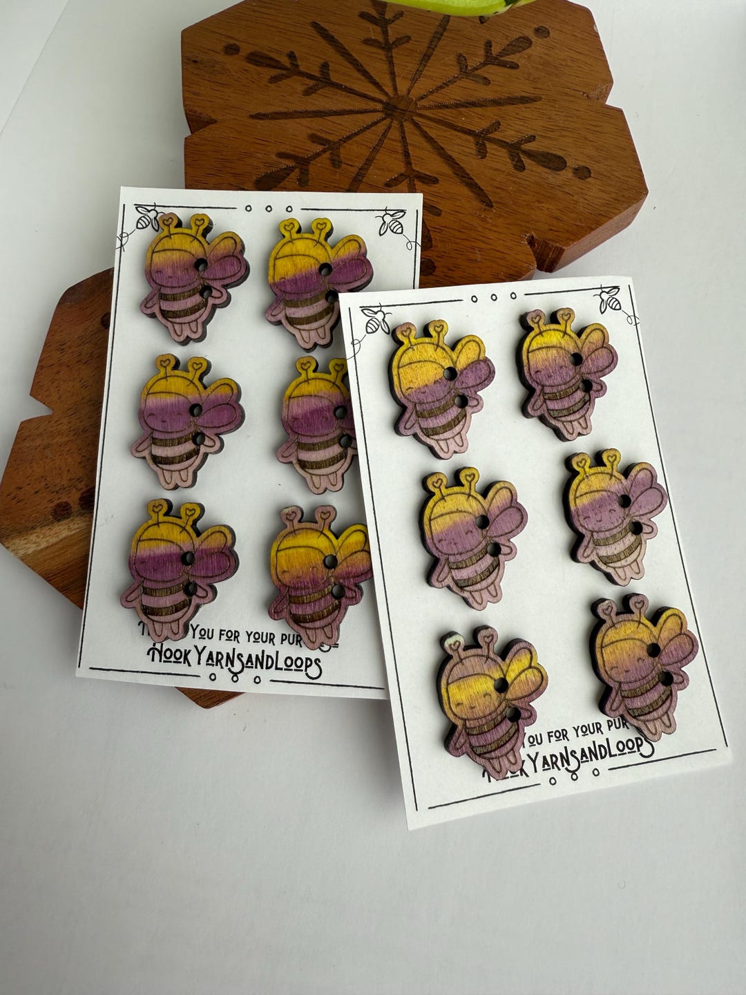 6 - Flying Bee Buttons, Unique Buttons, Laser Engraved - Etsy