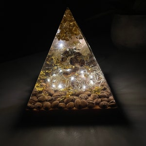 Gold Resin Pyramid Nightlight - for Kids - Pyramid Lamp - Personalised ...
