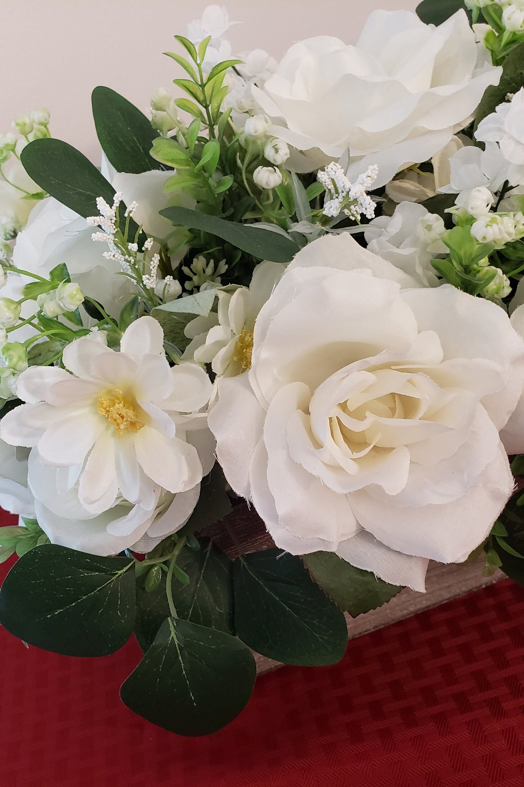 White Roses Centerpiece White Roses Spring Summer Arrangement Dining ...