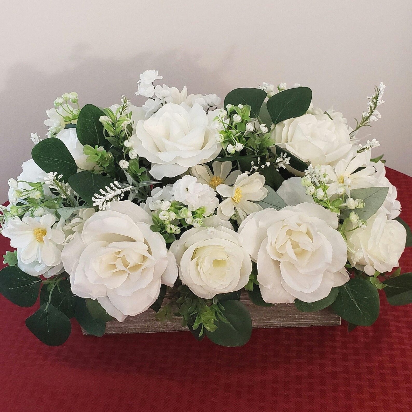 White Roses Centerpiece White Roses Spring Summer Arrangement Dining ...