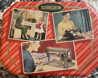 Vintage Singer Black Tin, Sewing Machine Accessories and Tools Metal ...