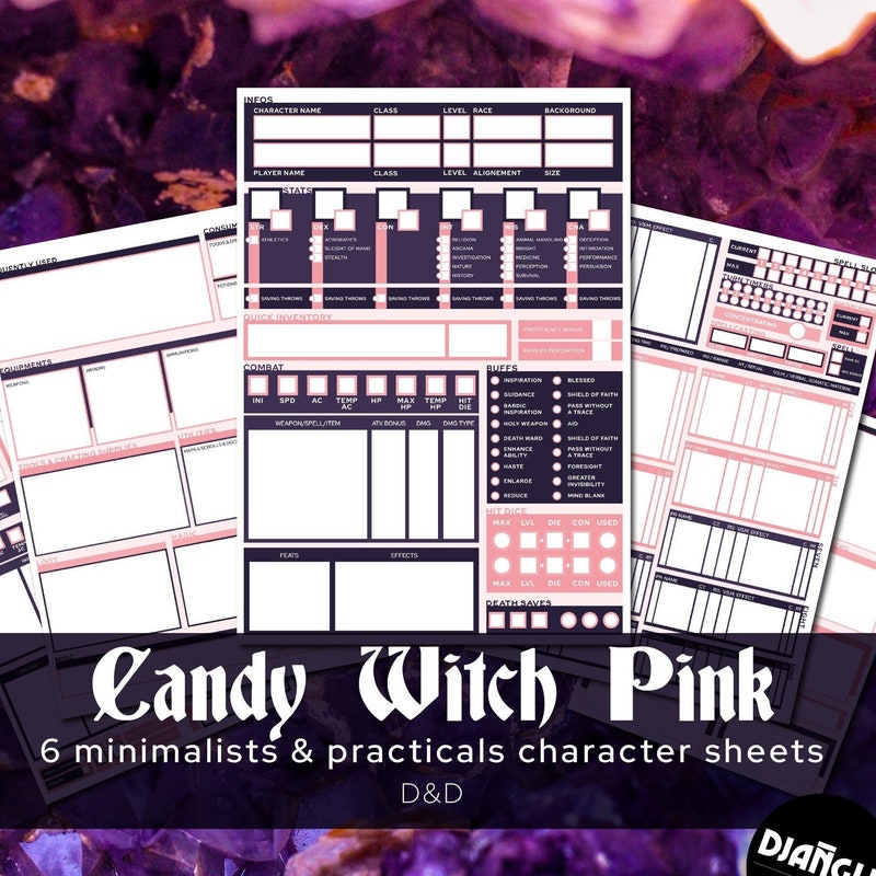 Pink 5e Character Sheet - Etsy