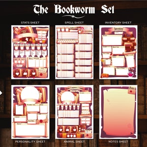 Dnd Character Sheet Pack - the Bookworm Set - Etsy