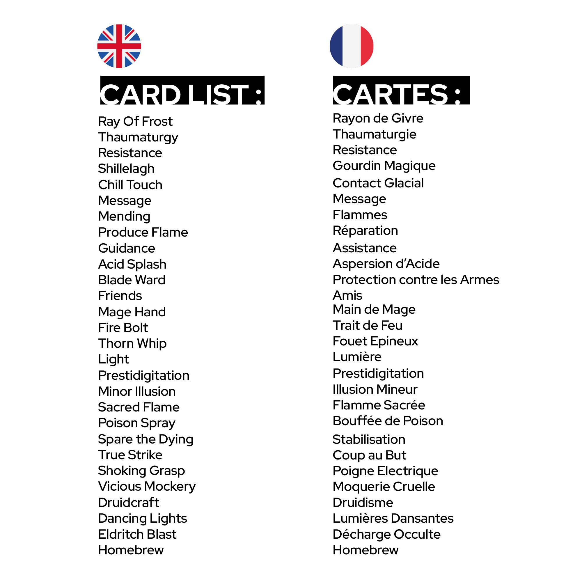 Every Cantrip in Dungeons and Dragons 5e Diy Dnd Cards - Etsy