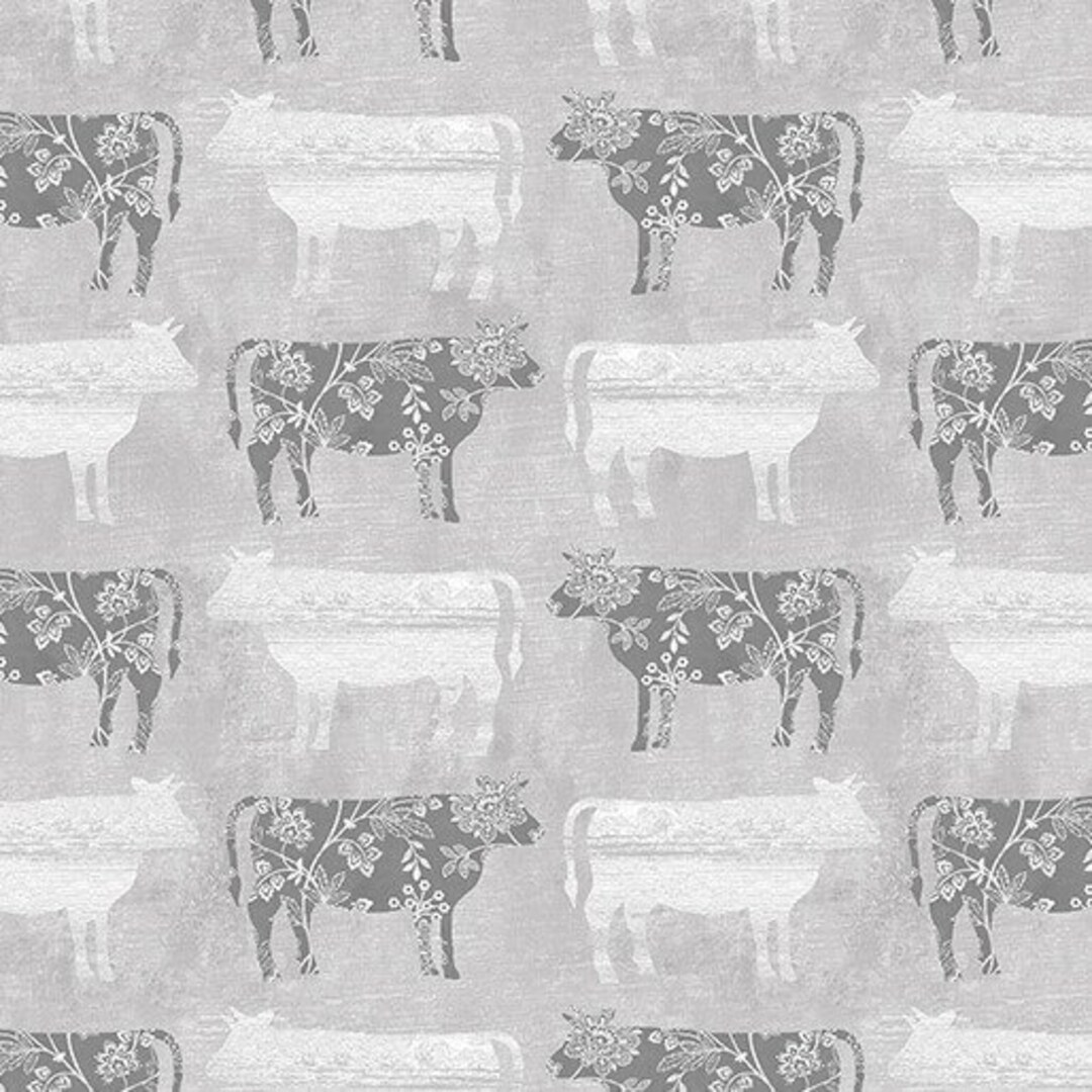 Chalk Barn - Grey Calico Cows - by Shannon Robert for Bernatex - Sold ...