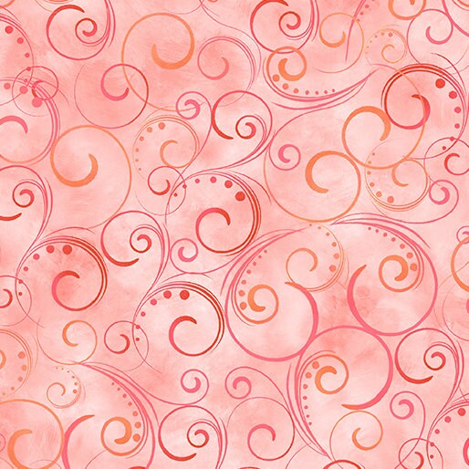 Swirling Splendor Coral 108 Wide Quilt Back by Kanvas Studio Sold by ...