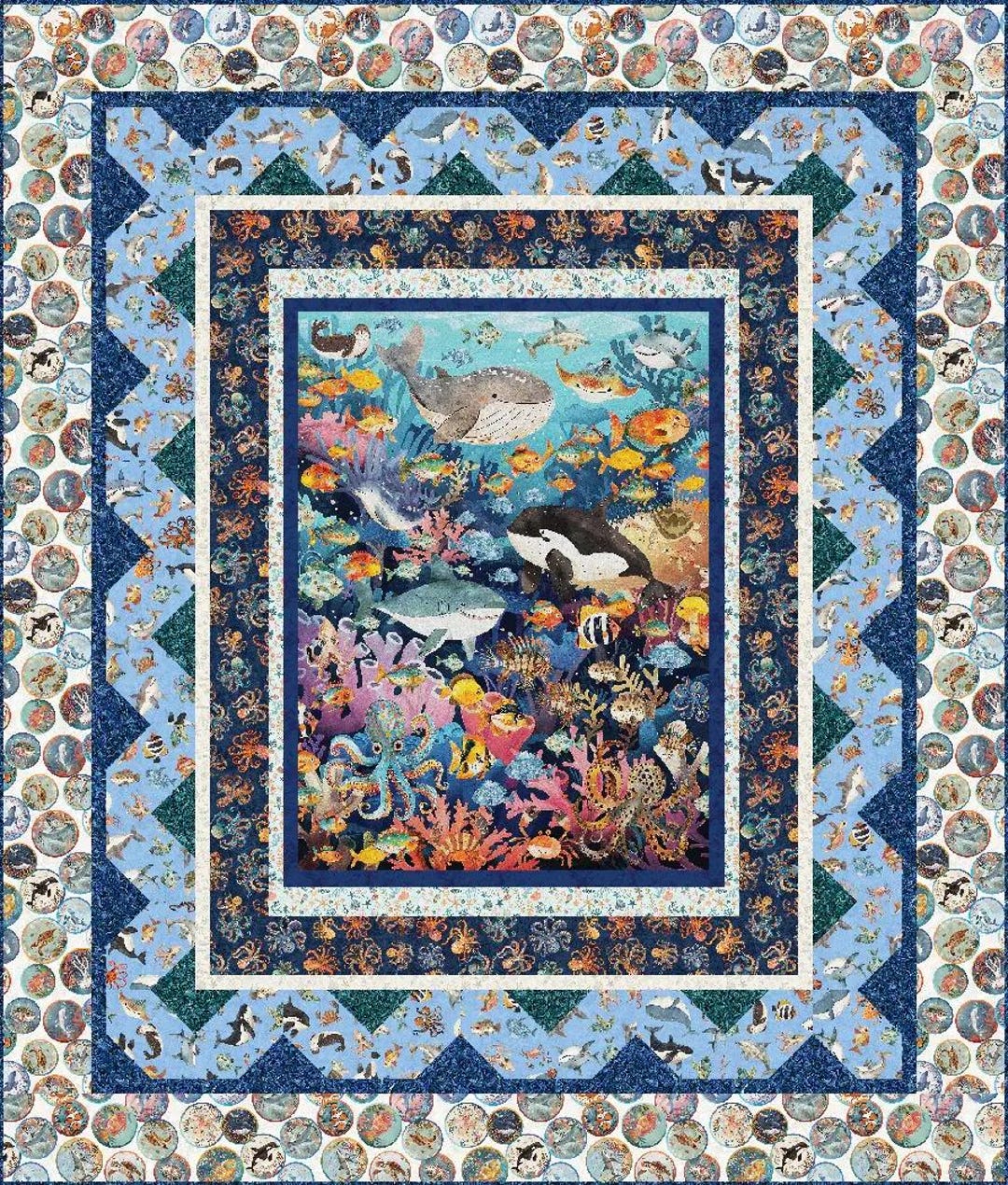 Deep Sea Dazzle - 68" X 80" Aquatic Adventure Quilt Kit - by Morris ...