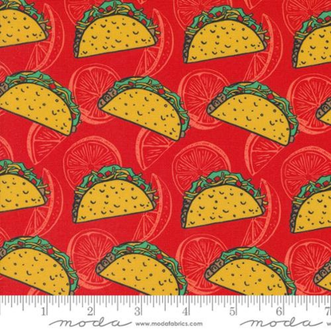 Snack Shack Vinyl Coated - Red Tacos - by Crystal Manning for Moda ...